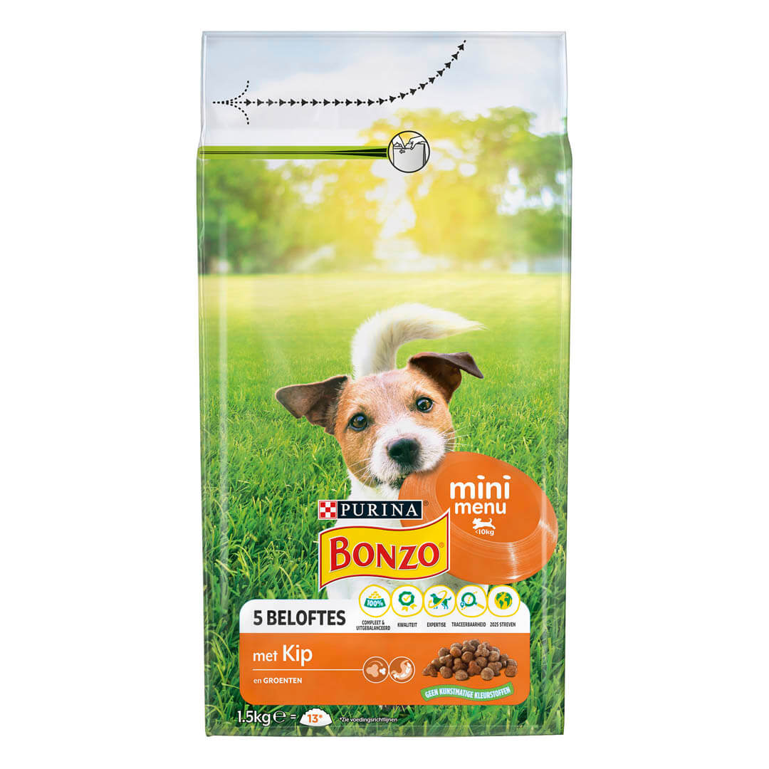 BONZO® hondenbrokken: Mini Menu Kip | Purina NL