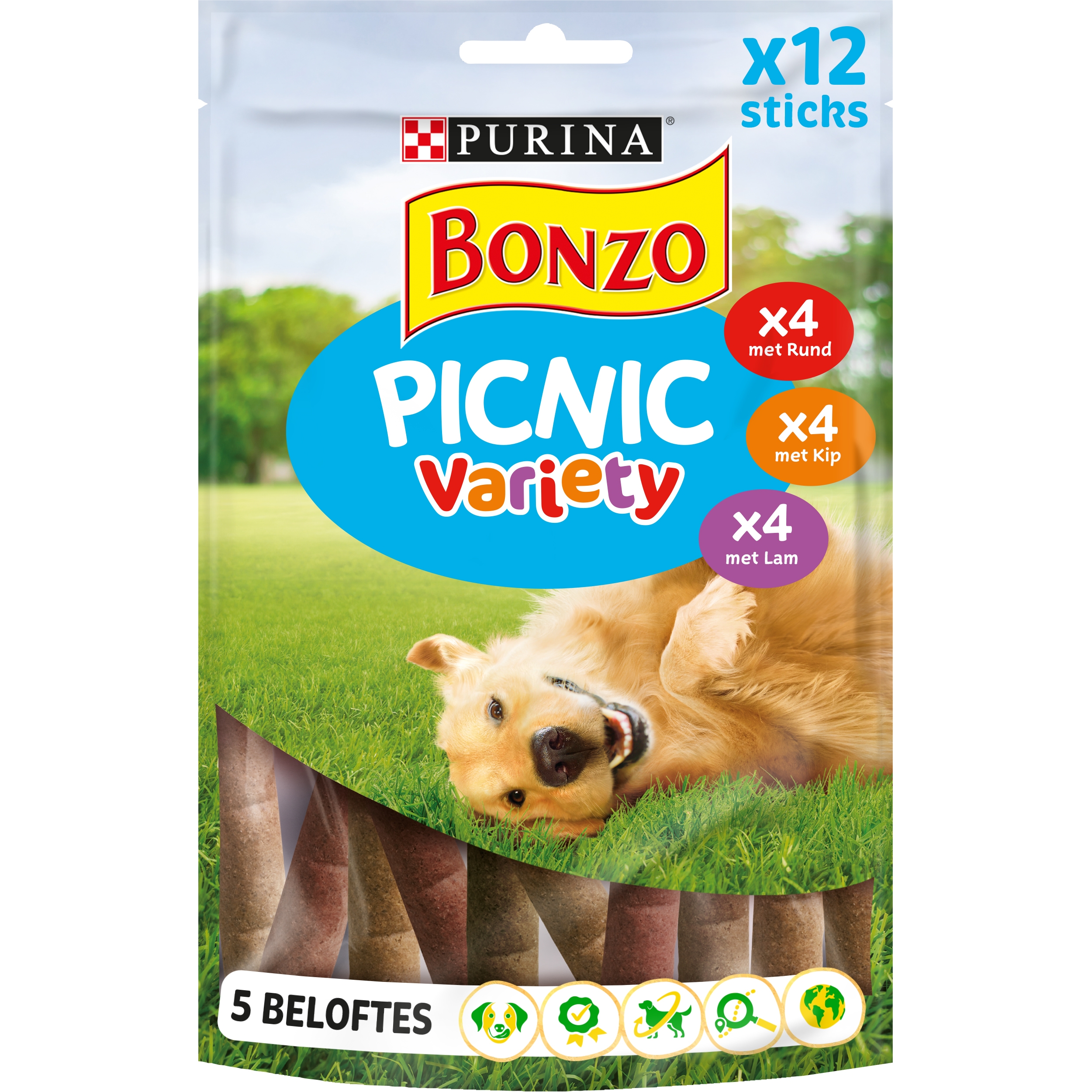 BONZO® hondensnacks: Picnic variety Rund, Kip, Lam | Purina NL
